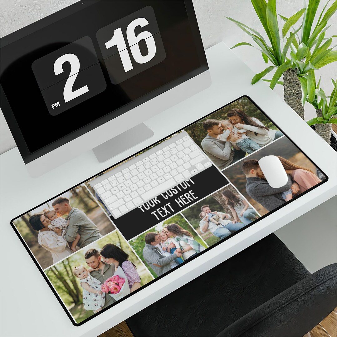 Photo Collage Desk Mat, Custom Picture Desk Pad, Personalized Mouse Mat ...