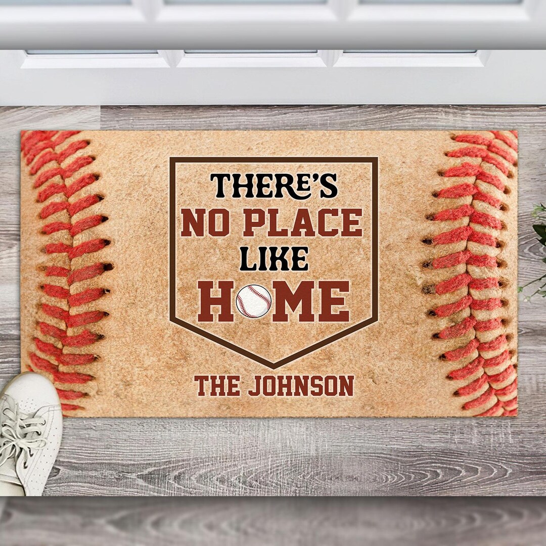 Personalized Baseball No Plate Like Home Doormat, Customized Baseball ...