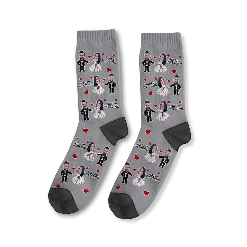 Personalized Face Socks, Custom Happy Wedding Socks, Wedding Gift ...