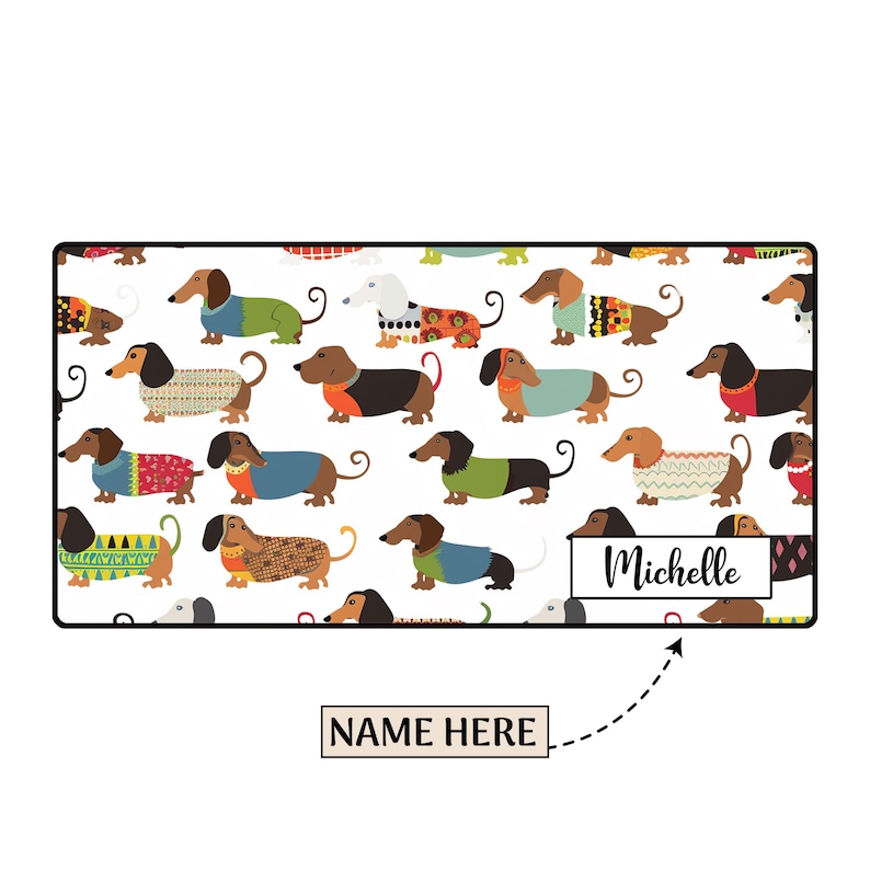 Cute Dachshund Personalized Deskmat, Funny Dachshund Mouse Pad, Custom ...