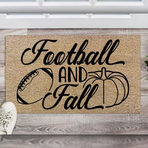 Football & Fall Doormat, Football Season Welcome Mat, Fall Football ...