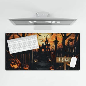 Pumpkin Castle Deskmat, Halloween Personalized Mouse Pad, Halloween ...
