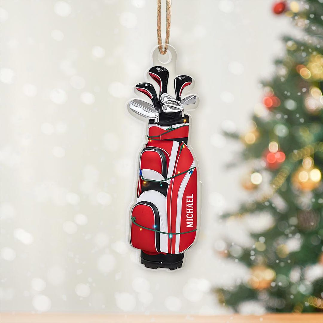 Personalized Golf Bag Ornament, Custom Name Acrylic Golf Ornament ...