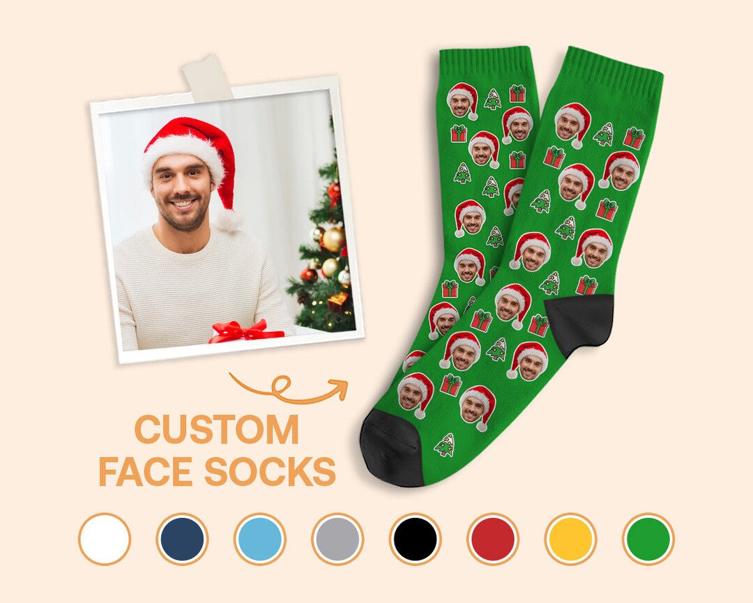Custom Christmas Face Socks, Custom Photo Sock, Custom Christmas Sock ...