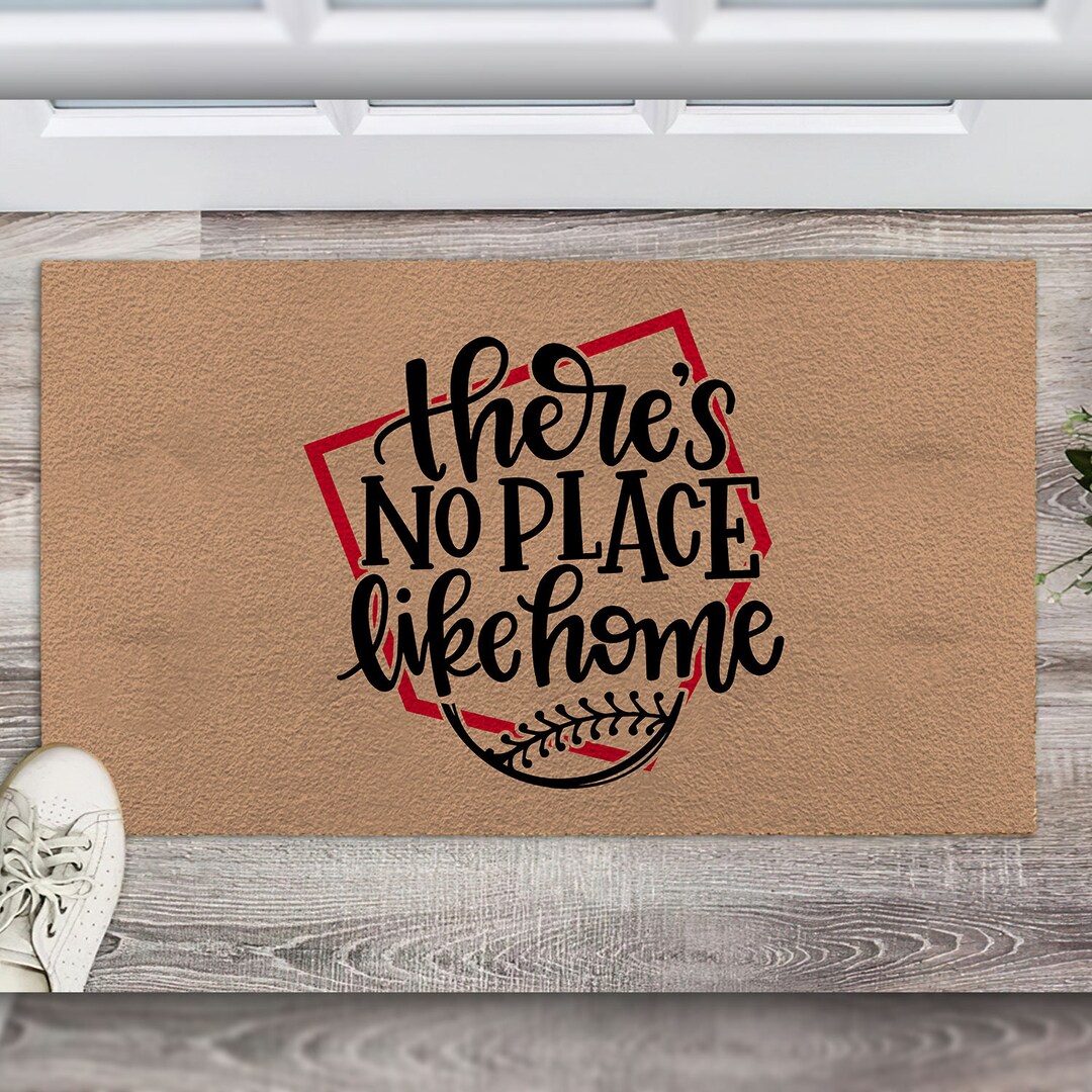 No Place Like Home Doormat, Welcome Mat, Baseball Door Mat, Printed ...