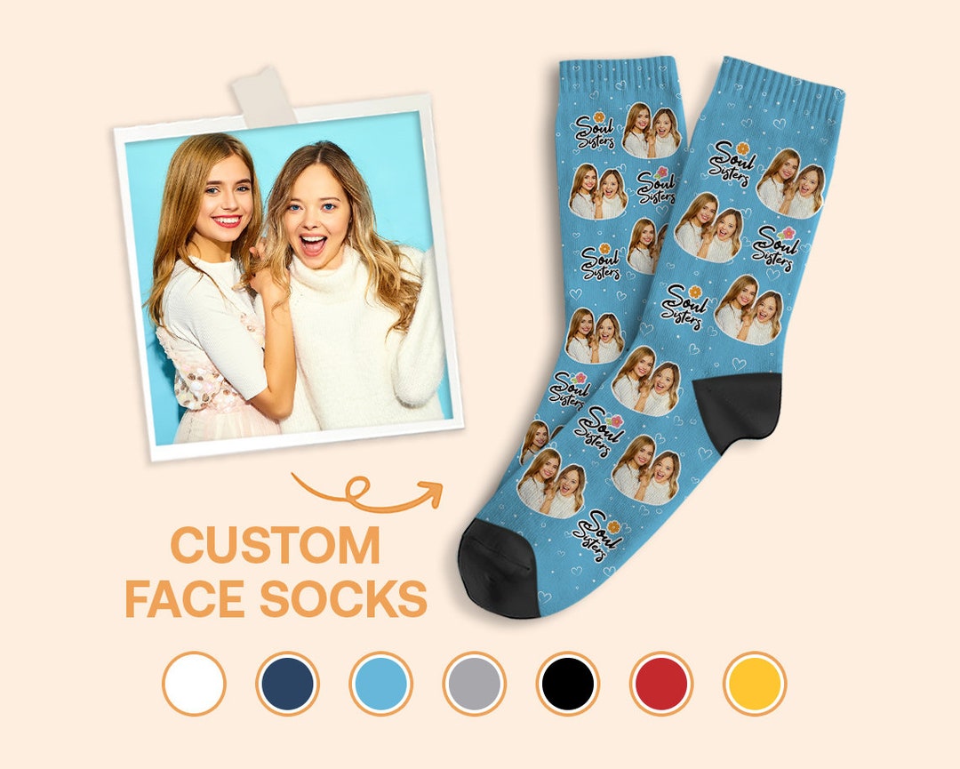 Personalized Face Socks, Soul Sister Socks, Custom Sister Face Socks ...