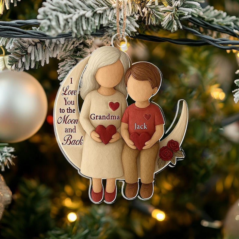 Personalized Grandma Grandchild Ornament, I Love You to the Moon and ...