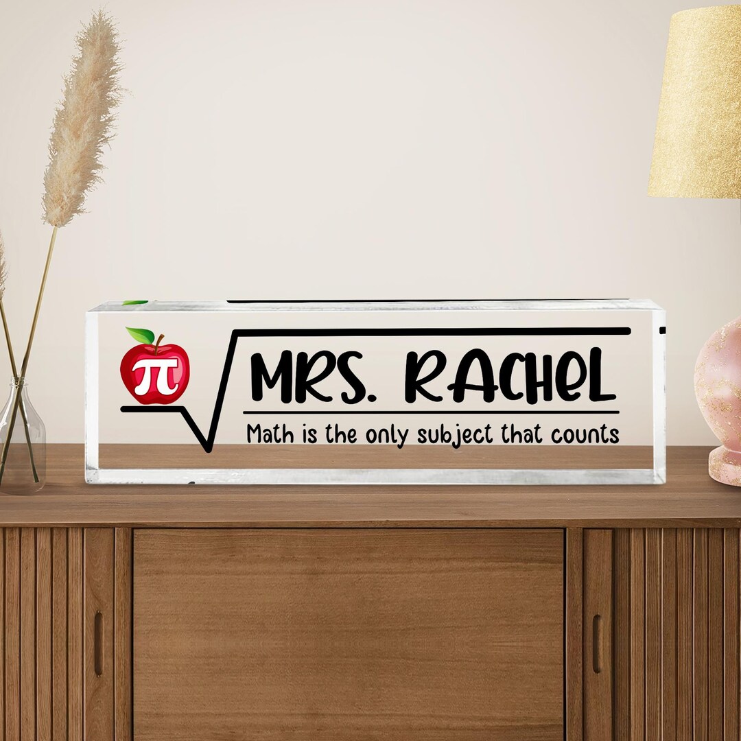 Custom Math Teacher Gift, Math Teacher Name Plate, Personalized Teacher ...