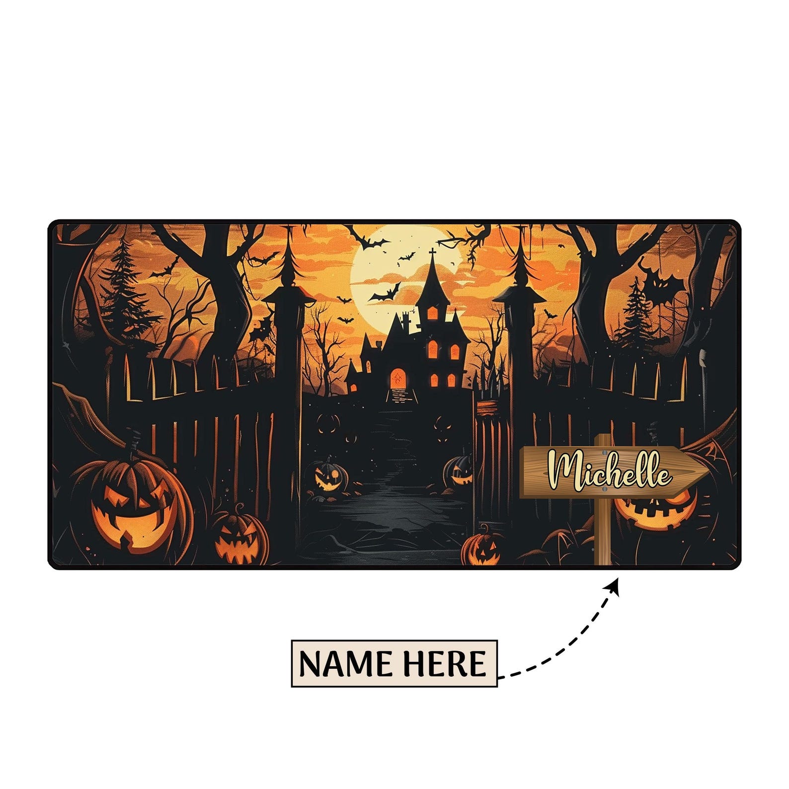 Pumpkin Castle Deskmat, Halloween Personalized Mouse Pad, Halloween ...