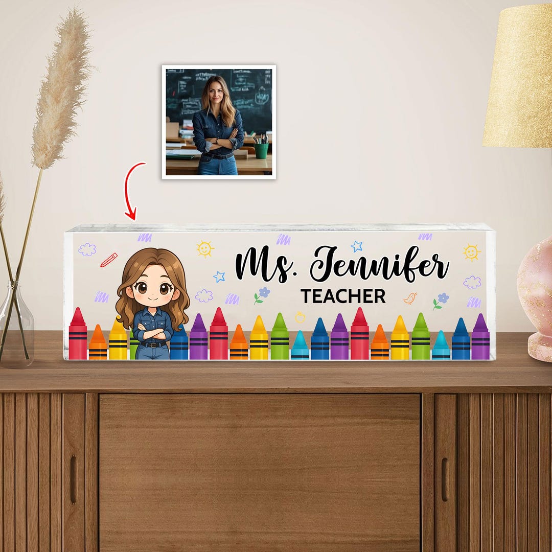 Custom Photo Teacher Desk Name Plate, Teacher Name Plate, Personalized ...