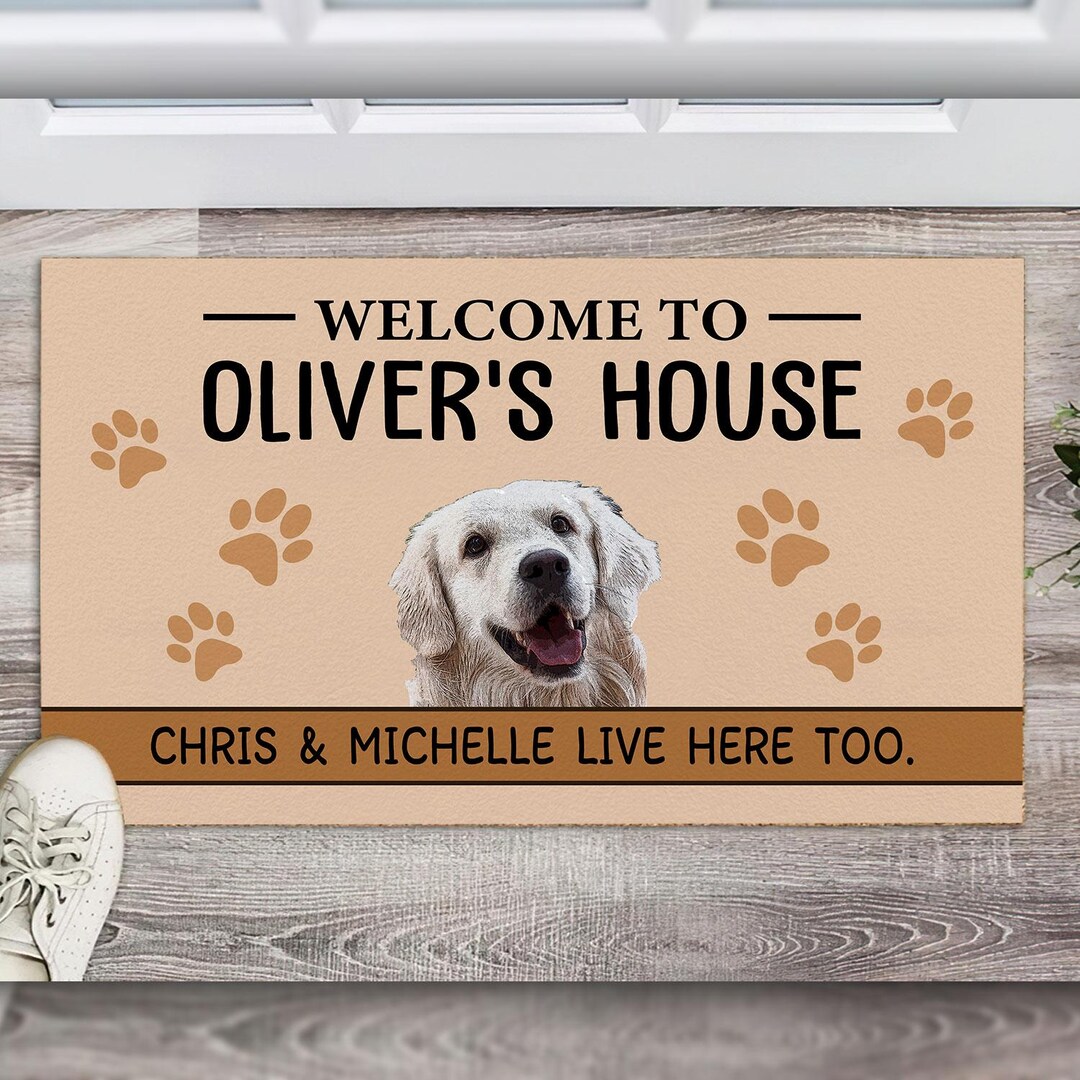 Custom Dog's Photo Welcome Mat, Personalized Dog Doormat, Dog Lovers ...