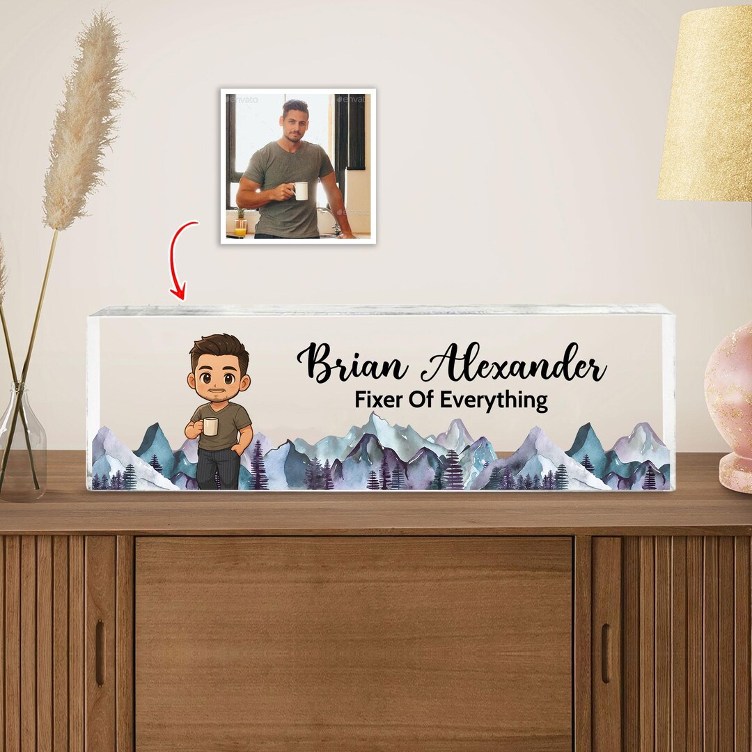 Custom Photo Fixer of Everything Acrylic Plaque, Personalized Desk Name ...