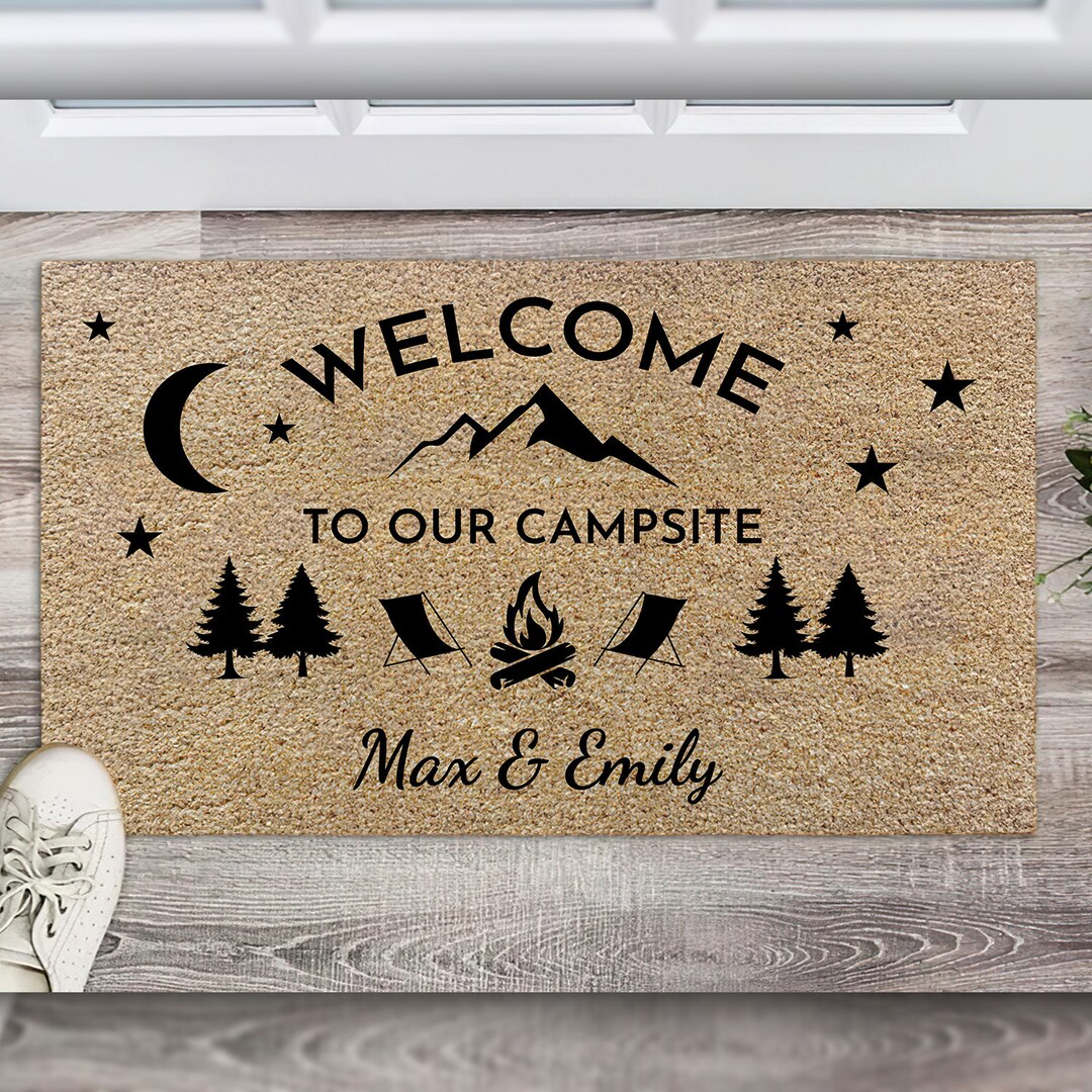 Welcome to Our Campsite Doormat, Personalized Rv Camper Doormat ...