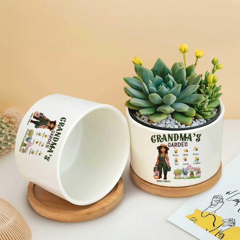 Personalized Grandma's Garden Flower Pot,custom Succulent Planter With ...