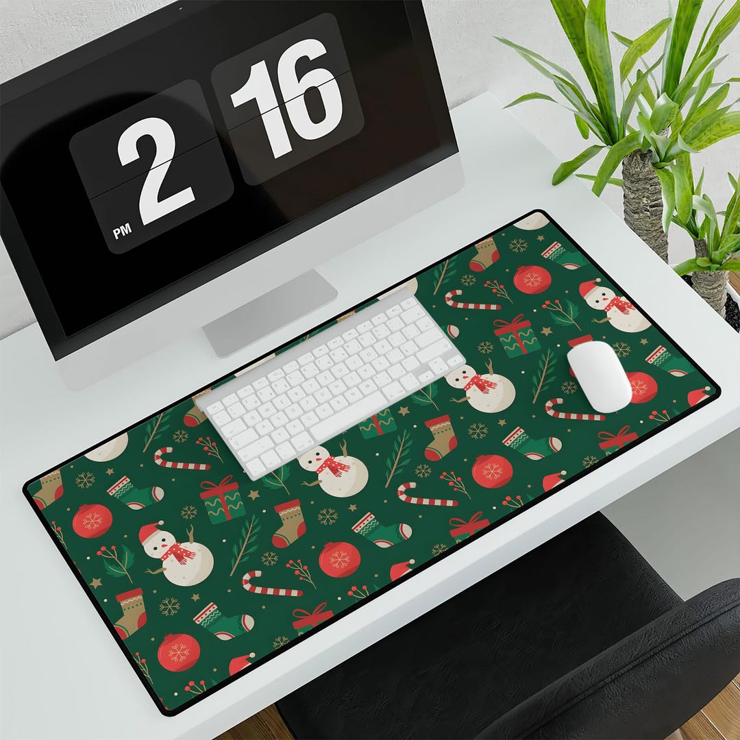 Christmas Snowman Deskmat, Holiday Decor, Xmas Desk Pad, Christmas Desk ...