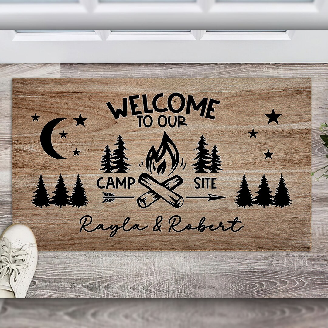 Welcome to Our Campsite Personalized Doormat for Camper, Printed ...