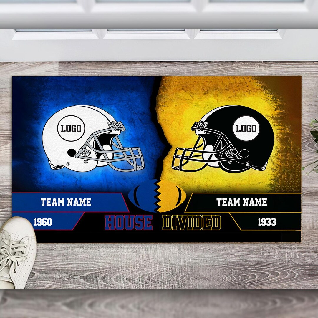 House Divided Football Doormat, Personalized Football Doormat, Custom ...