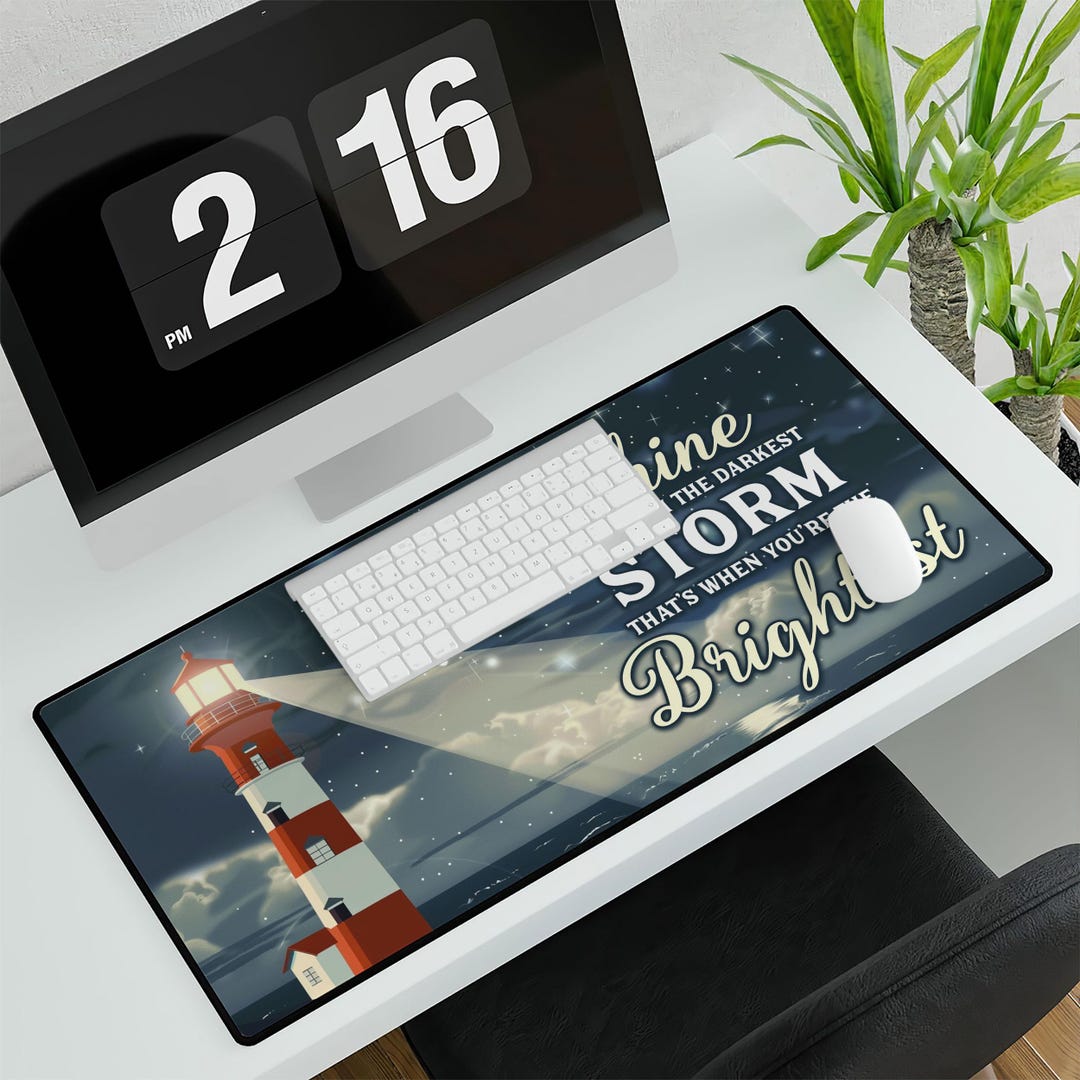 Shine Through the Darkest Storm Deskmat, Lighthouse Mouse Pad ...