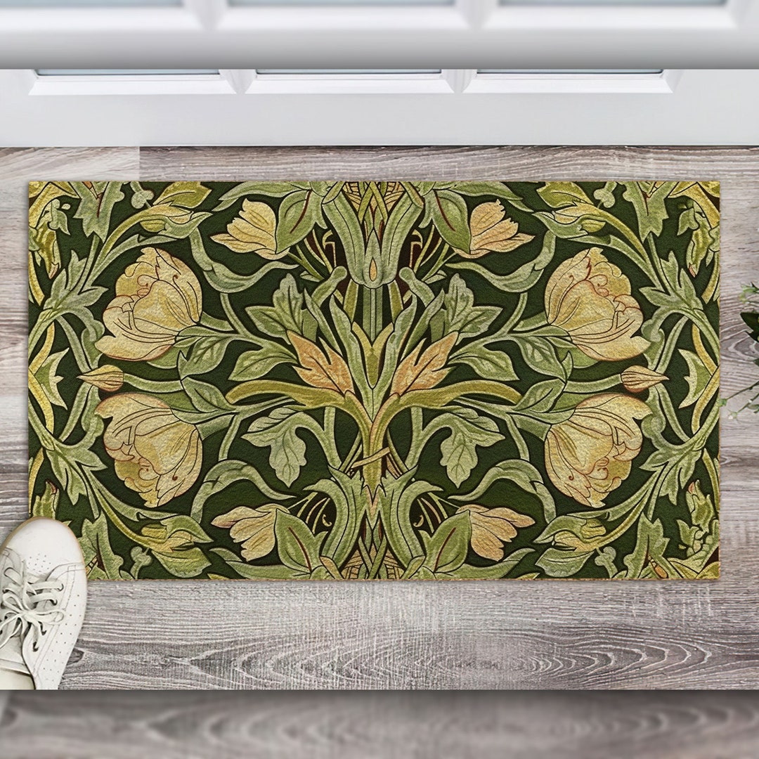 Plants and Flowers Printed Polyester Doormat, Welcome Garden Decor ...