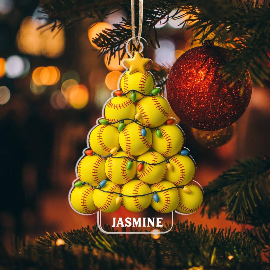Personalized Baseball Softball Christmas Tree Ornament, Custom Name ...