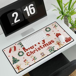 Retro Merry Christmas Deskmat, Holiday Decor, Xmas Desk Pad, Christmas ...