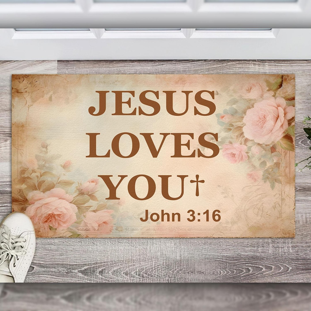 Jesus Loves You Doormat, Personalized Faith Doormat, Christian Doormat ...