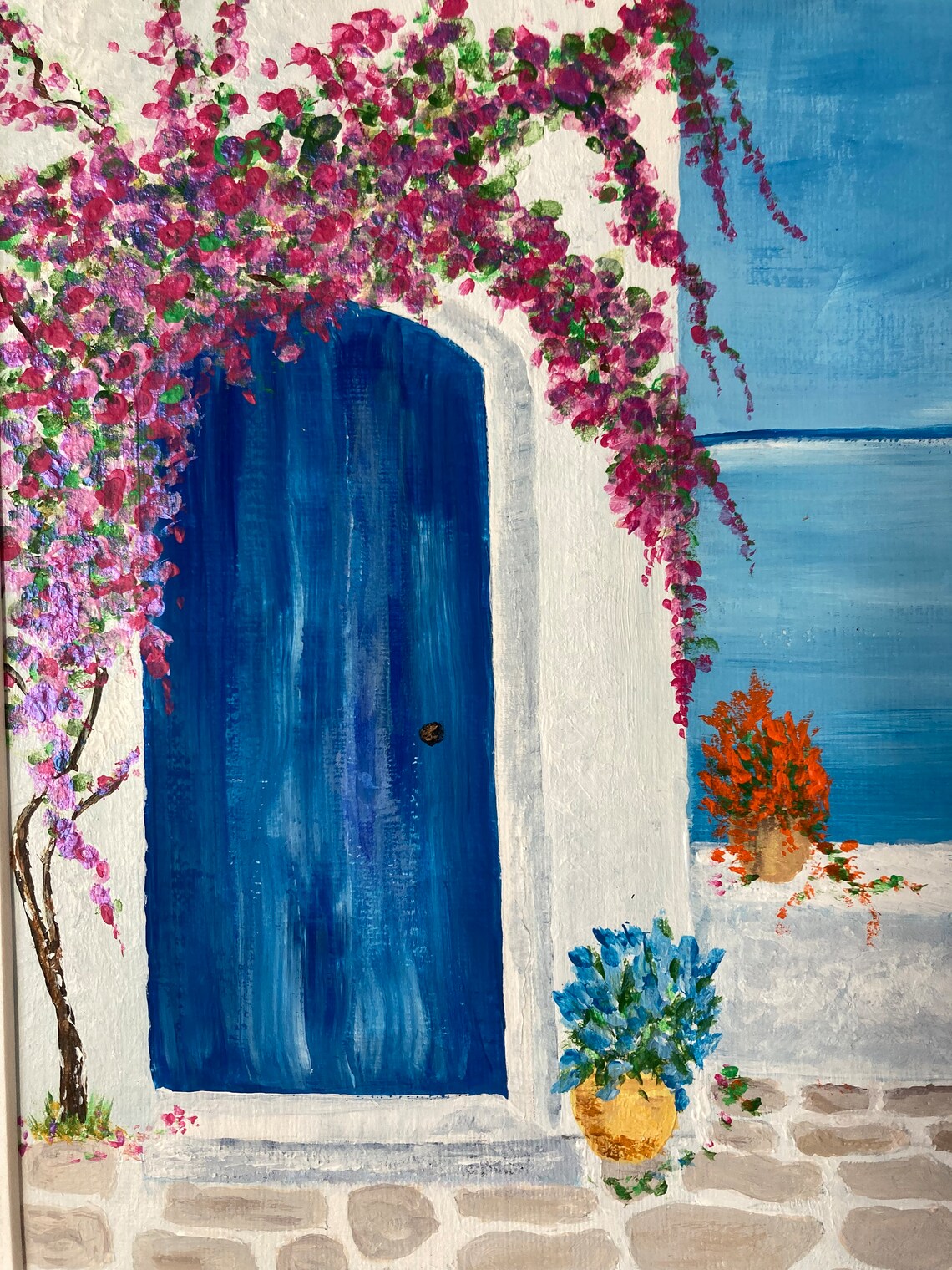 Greek Holiday Original Acrylic Painting Mounted - Etsy