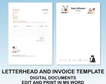 Cat Invoice Template - Etsy Canada