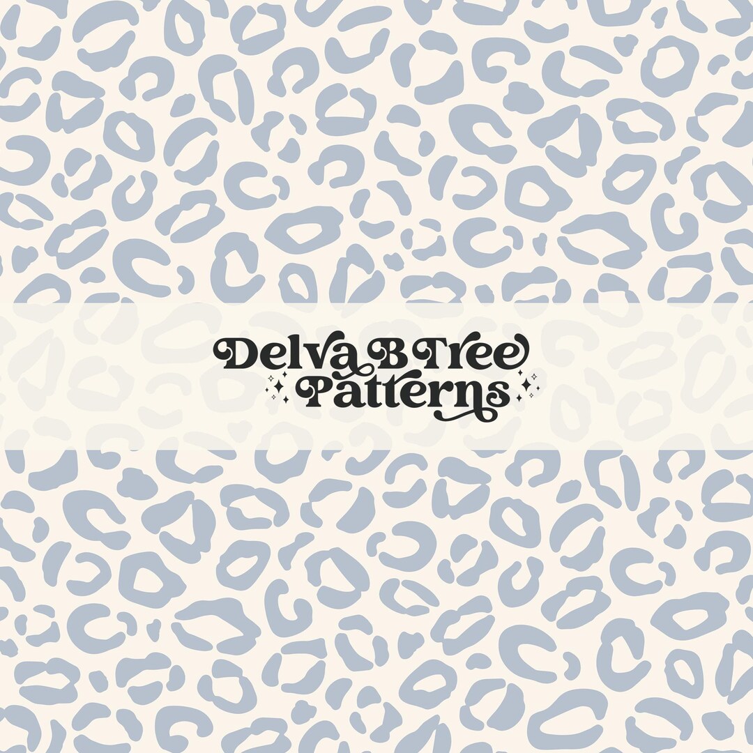 Pastel Blue Leopard Seamless Pattern, Summer Leopard Print Seamless ...