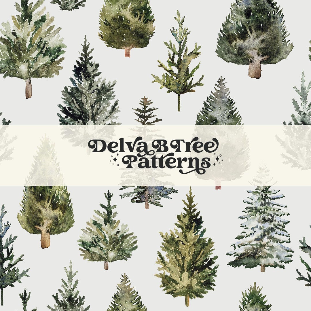 Minimal Forest Trees Seamless Pattern, Watercolor Woodland Pines Repeat ...