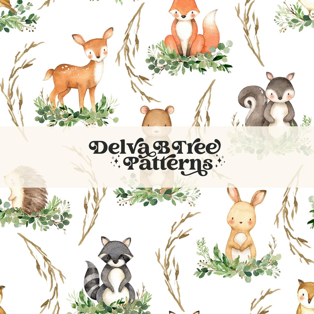 Watercolor Woodland Creatures Digital Seamless File, Neutral Baby Boy ...
