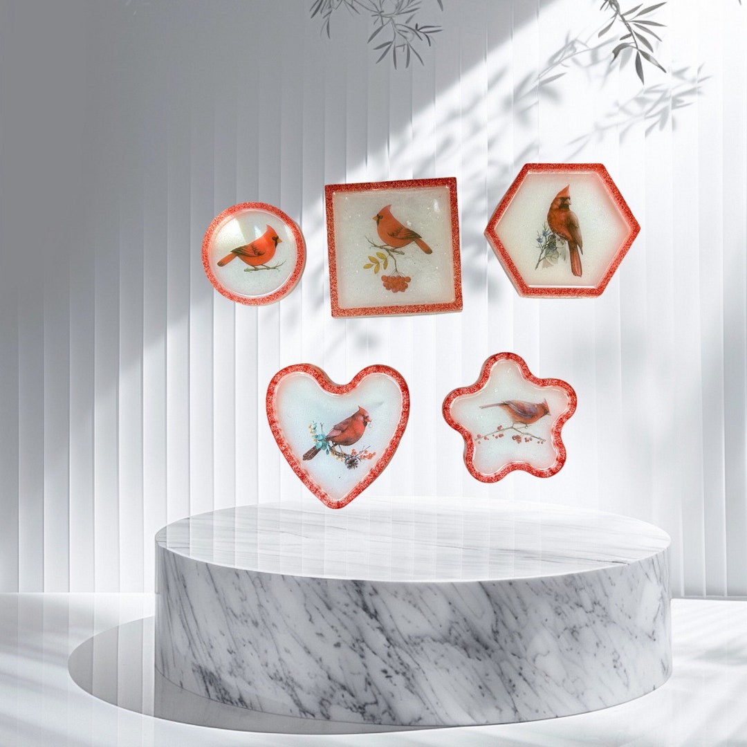 Cardinal Resin Coasters With Edge/round Coaster/heart Coaster/star ...
