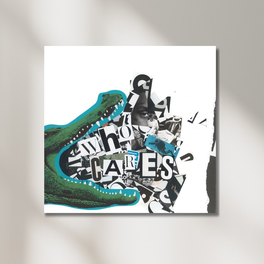 Alligator Black and White Collage Art Print | Original Analog Art ...