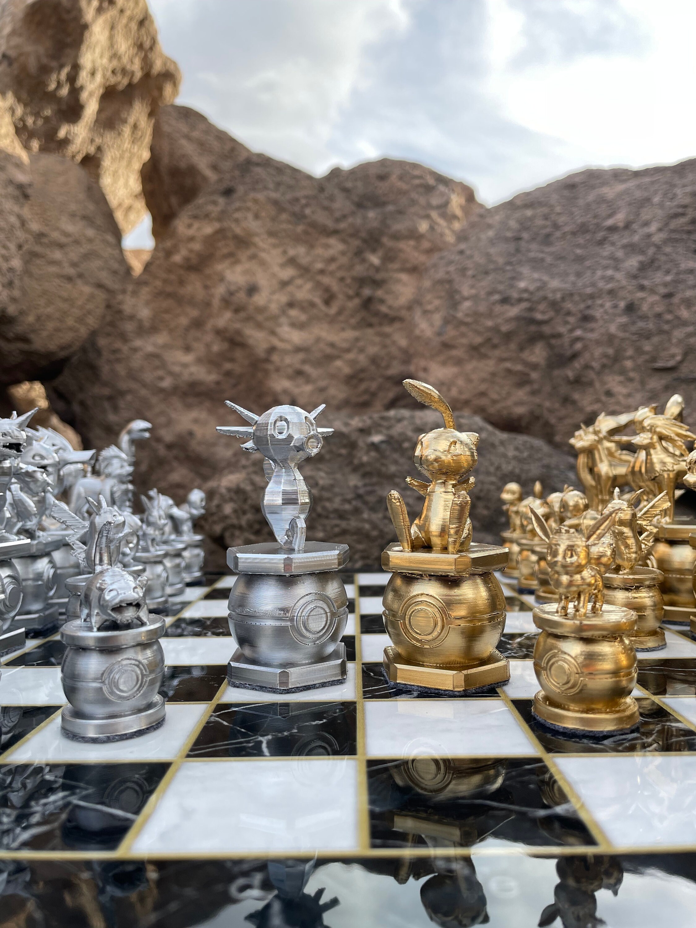 Pokemon Chess Set With Chessboard-pokemon Characters Chess | Etsy