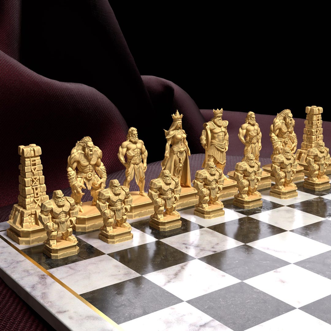 Titans Giants Gods Chess Set 3D Model: Historical STL Files (printable ...