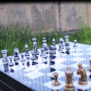 Premium Metal Chess Set With Chessboard - Personalized Name Plate ...