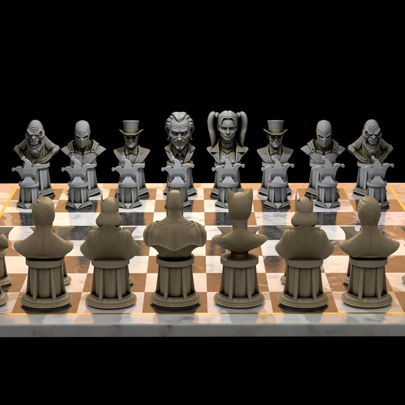 3D Bat VS Joker Figure Chess Set, Fan Art STL File (digital Download ...
