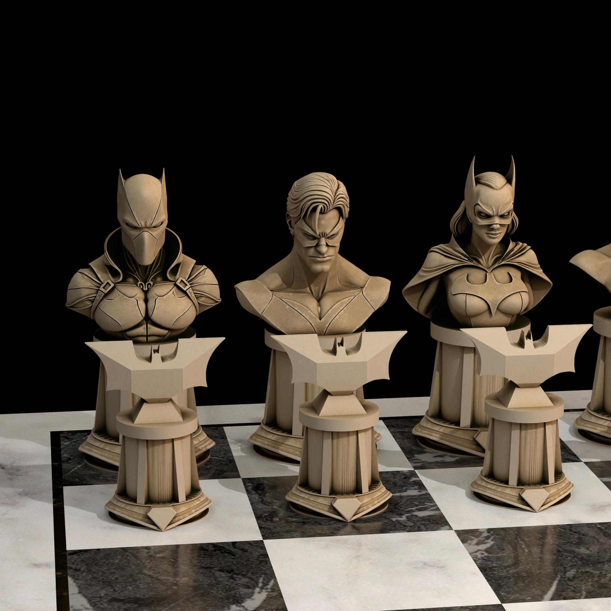 3D File Superhero Bat Figure Chess Set, Fan Art STL File (digital ...