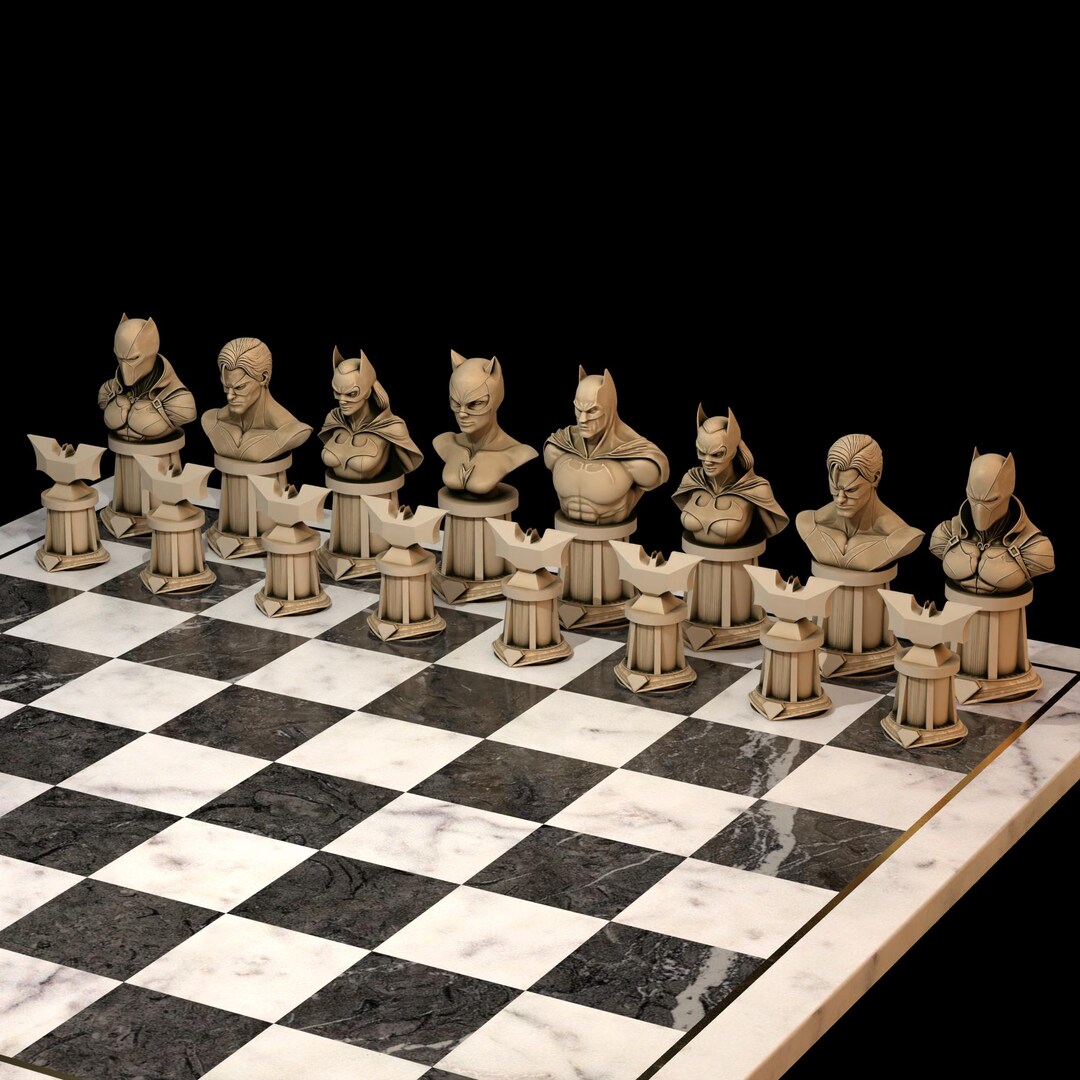 3D File Superhero Bat Figure Chess Set, Fan Art STL File (digital ...