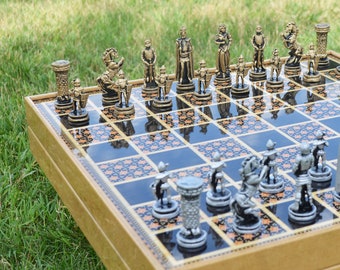 Metal Gift Chess Set With Marble Pattern Personalized Chessboard ...