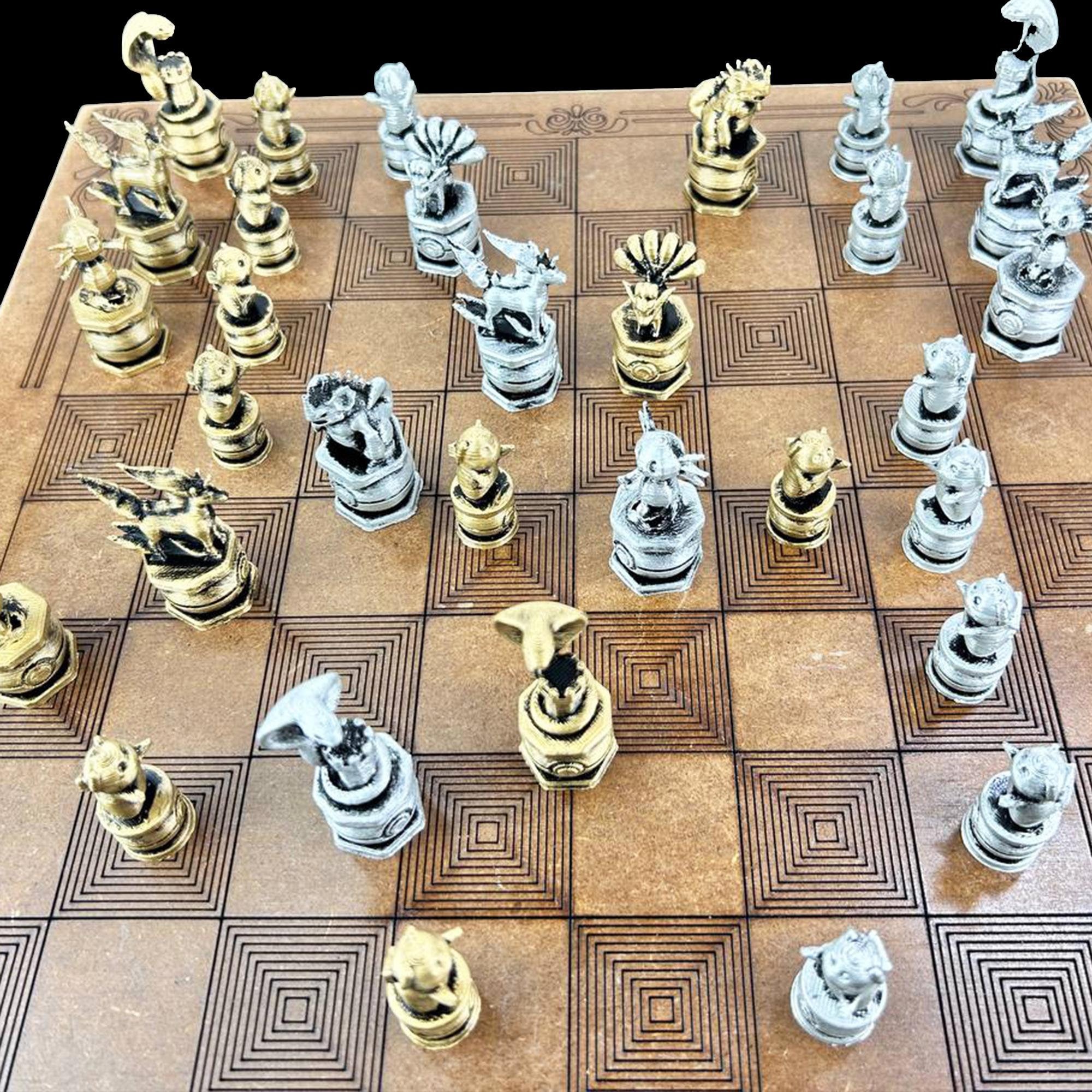Heavy Metal Pokemon Personalized Chess Set With Chess Board Pikachu ...