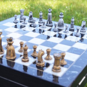 Premium Metal Chess Set With Chessboard - Personalized Name Plate ...