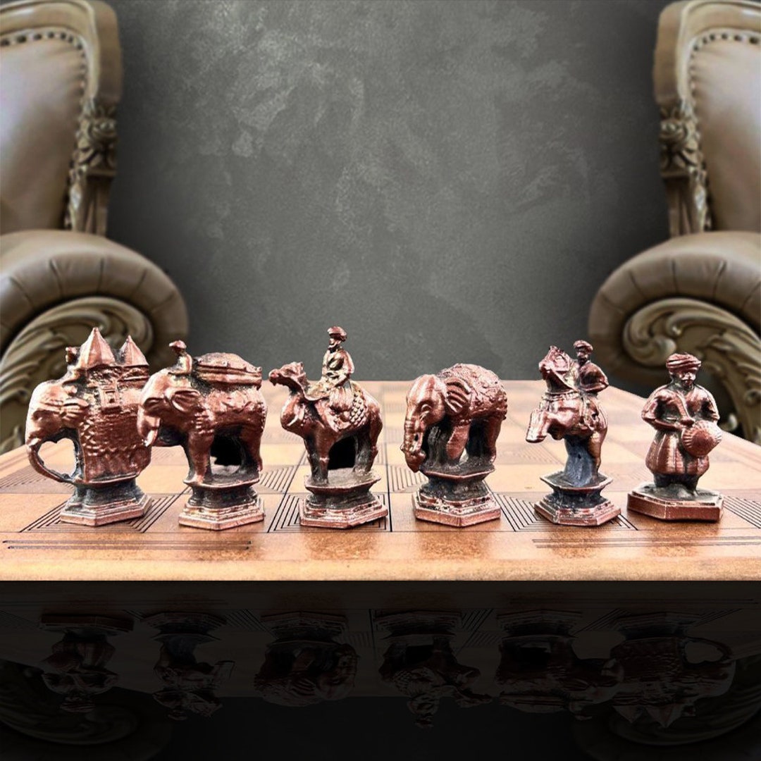Metal Indian Personalized Chess Set With Chess Board Indian Chess Set ...