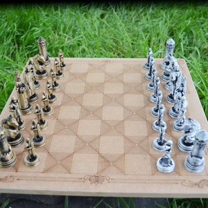 Custom Metal Chess Set With Chessboard - Personalized Name Plate ...