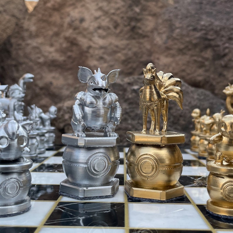 Pokemon Chess Set With Chessboard-pokemon Characters Chess - Etsy