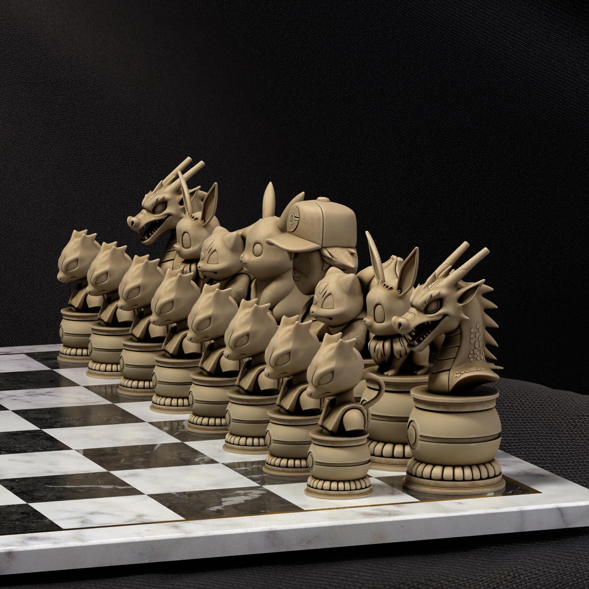 3D Pokemons Figure Chess Set, Fan Art STL File (digital Download) - Etsy