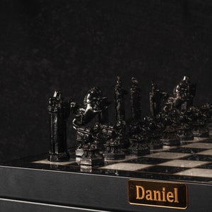 Metal HP Wizard Personalized Chess Set With Chess Board Wizard Knight ...