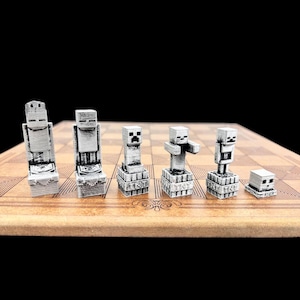 Metal Minecra Personalized Chess Set With Chess Board Minecra Adventure ...