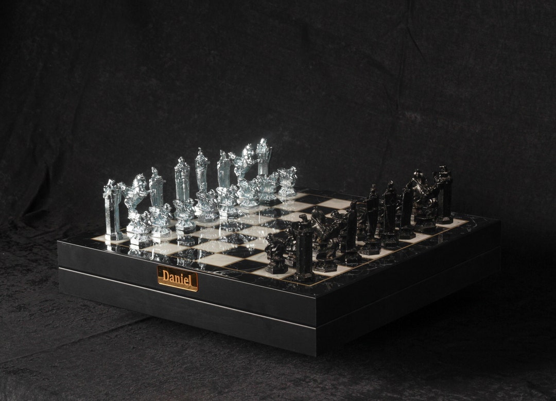 Metal HP Wizard Personalized Chess Set With Chess Board Wizard Knight ...