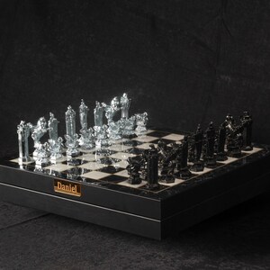 Metal HP Wizard Personalized Chess Set With Chess Board Wizard Knight ...